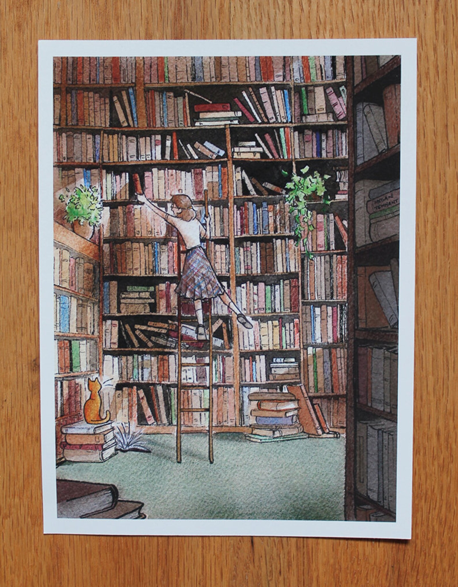 Bibliophile Watercolor Illustration Art Print Giclee - Etsy
