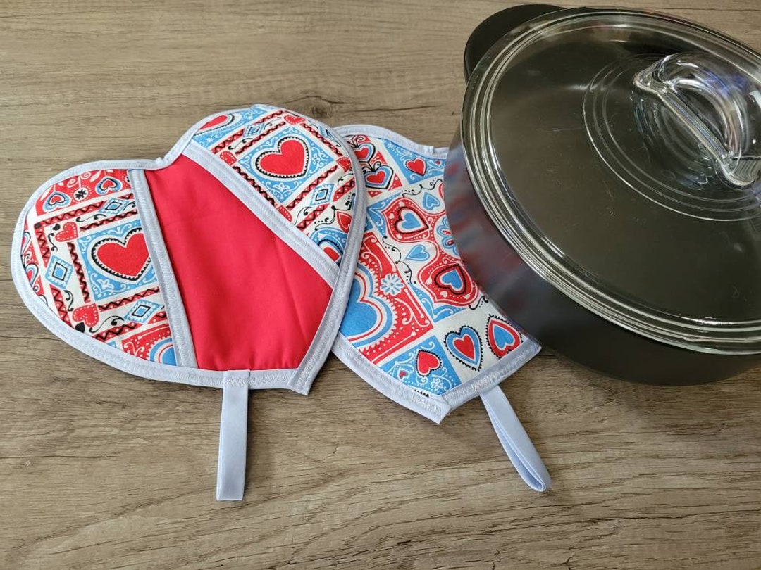 Heart Shaped Potholders, Potholders, Heart Bandana Potholders, Bandana ...