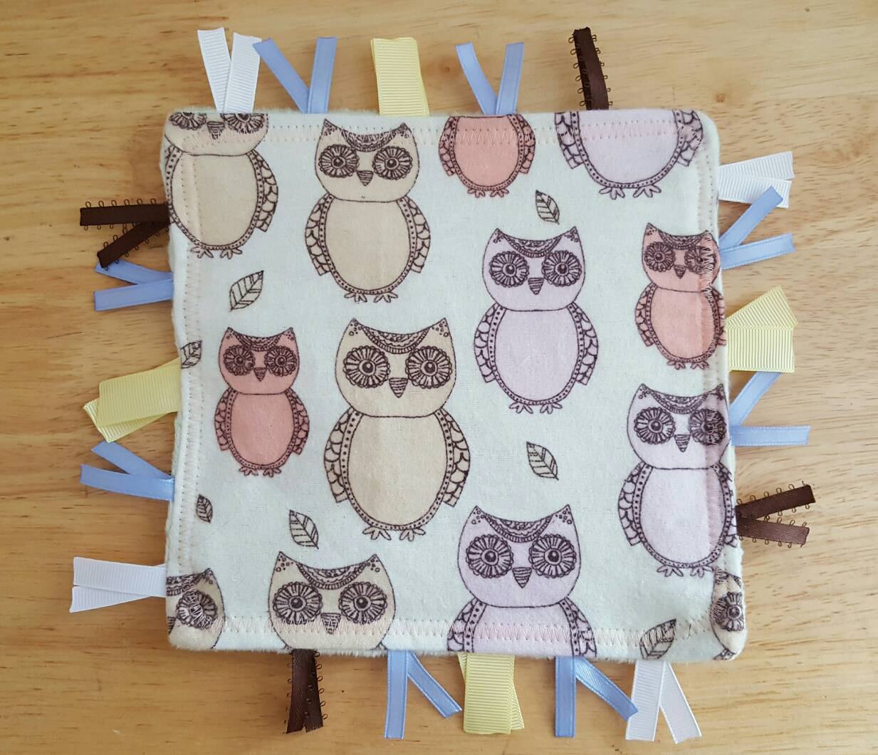 Owl Crinkle Sensory Development Tag Blanket - Etsy