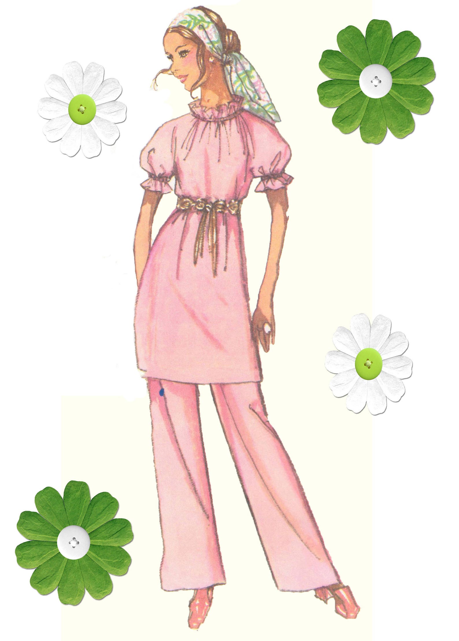 Simplicity 9154 Vintage 1970s Hippie Style Tunic Peasant Dress in Maxi ...