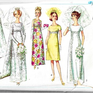 Vintage 1960s Simplicity 6352 Wedding Dress With Bridesmaid Wiggle ...
