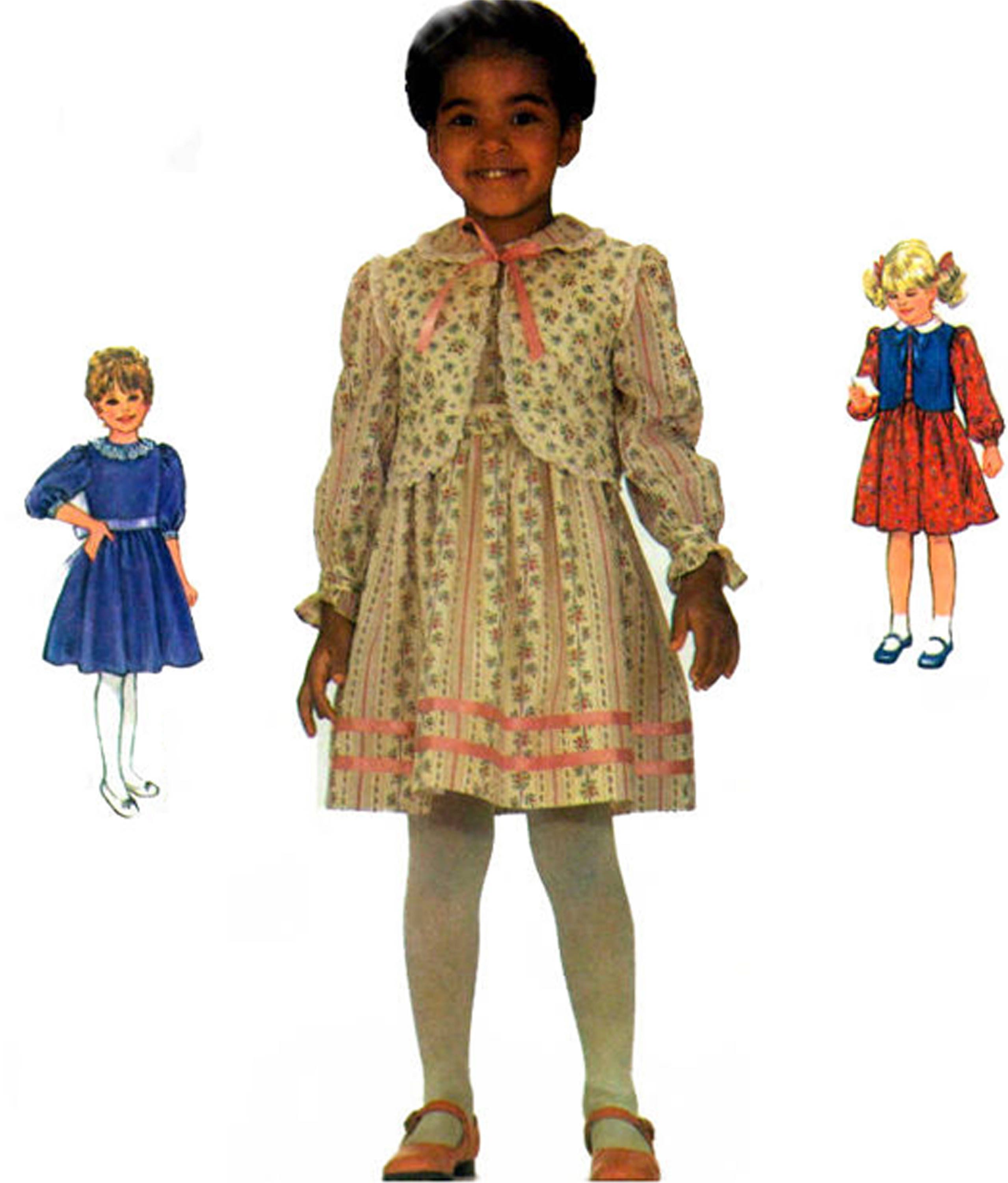 Vintage 1970s Simplicity 5774 Girls' Full Gathered Dress and Lined Vest ...