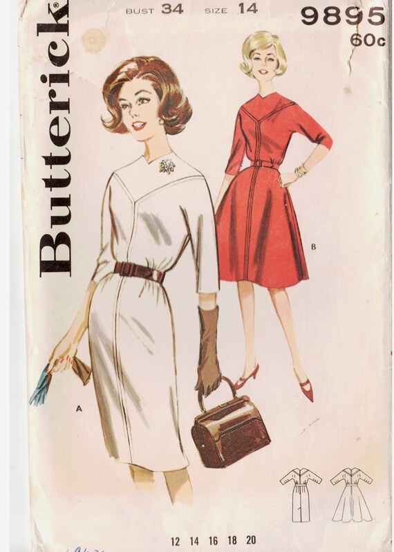 1960s Butterick 9895 Vintage Pattern With Wiggle Dress or - Etsy