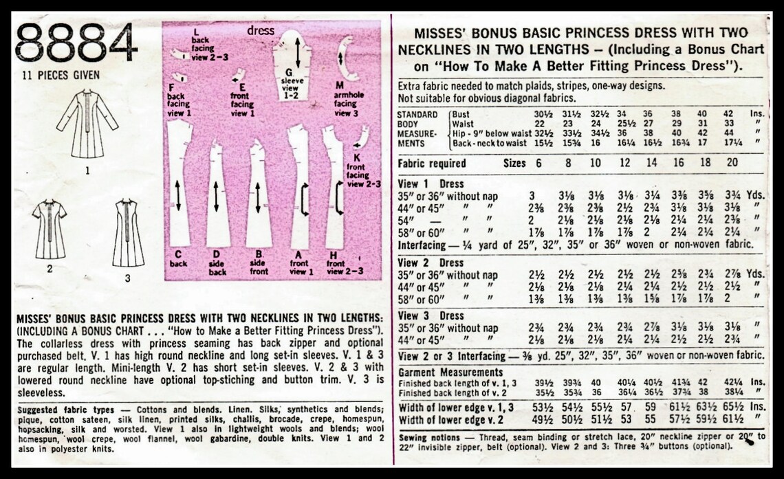 Sewing Pattern Simplicity 8884 Mod Vintage 1970 Misses A-line - Etsy