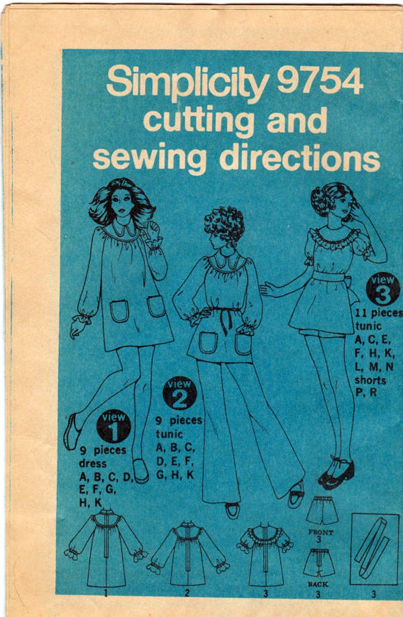 Vintage 1970s Simplicity 9754 Misses Smock Sewing Pattern, Boho/hippie ...