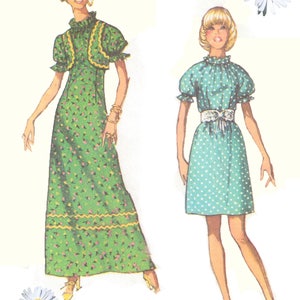 Simplicity 9154 Vintage 1970s Hippie Style Tunic Peasant Dress in Maxi ...