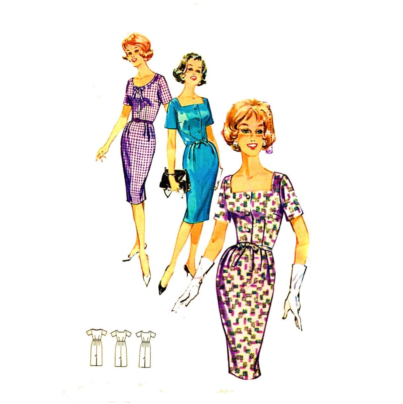 Vintage 1960s Sewing Pattern Mod Womens Sheath or Wiggle One Piece ...