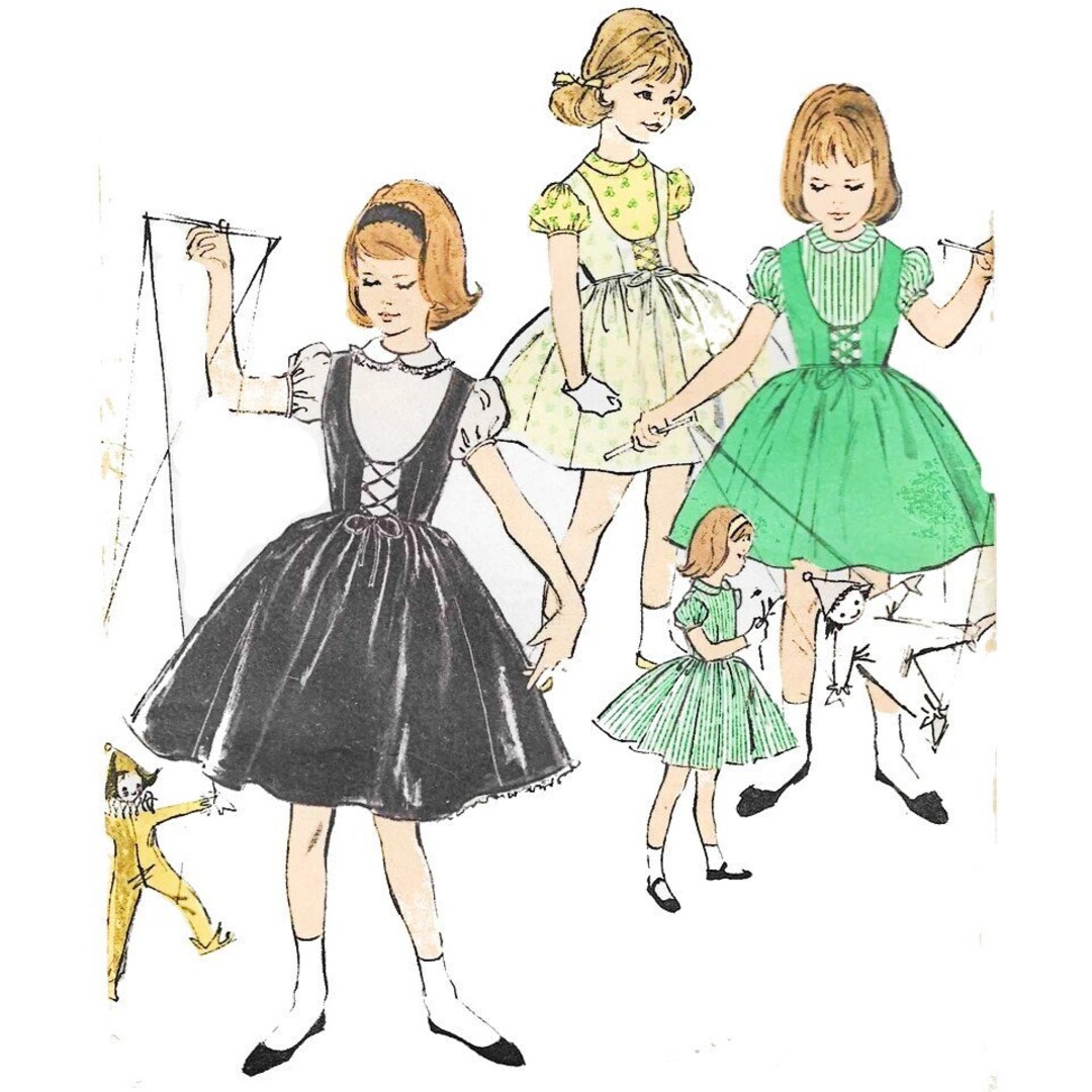 Rare Vintage Vogue 2814 1960s Girls Jumper Look Dress With Laced Front ...