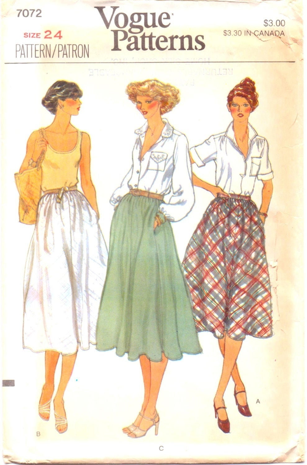 Vogue 7072 Uncut Sewing Pattern Vintage 1970s Misses' Flared Knee ...