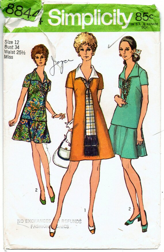 Vintage 1970s Sewing Pattern Simplicity 8844 Mod One Piece | Etsy