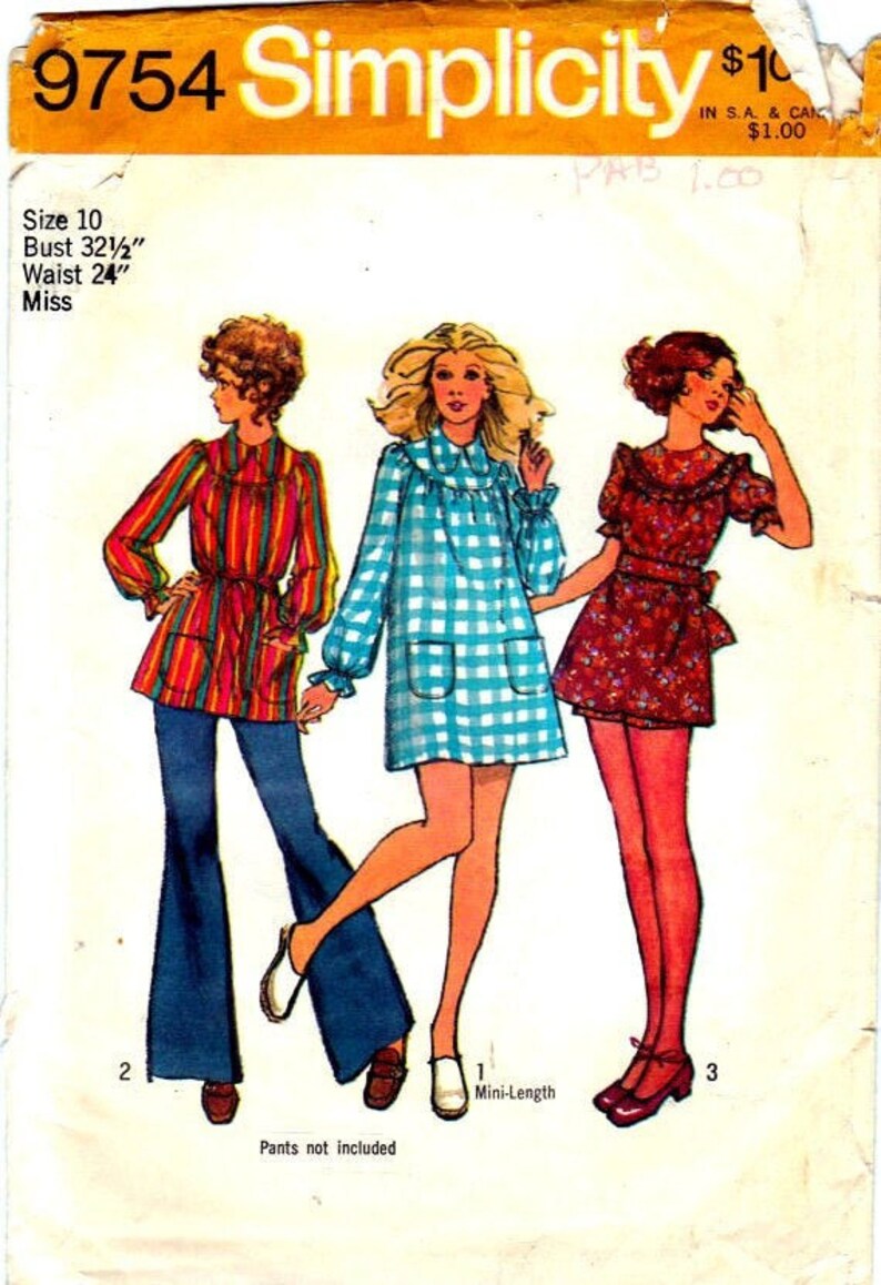 Vintage 1970s Simplicity 9754 Misses Smock Sewing Pattern, Boho/hippie ...
