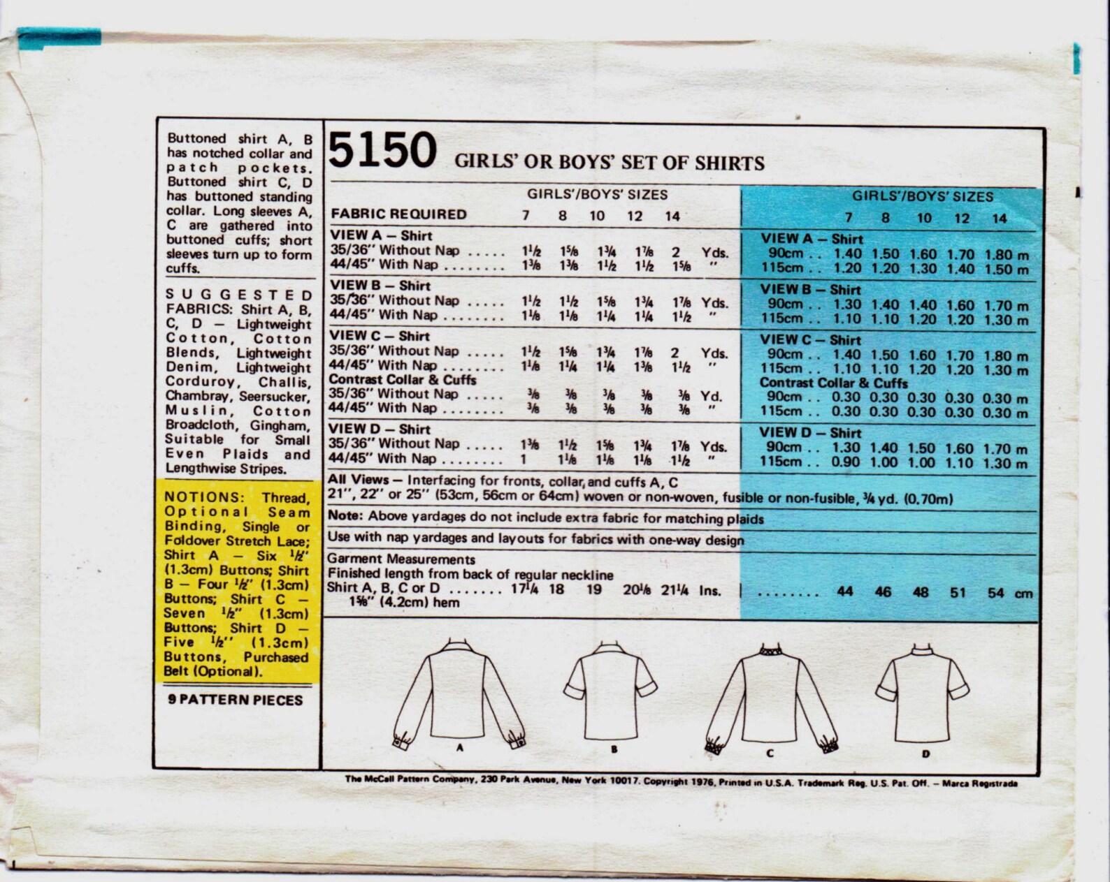 Vintage 1970s Mccall's 5150 Girls' or Boys' Set of - Etsy