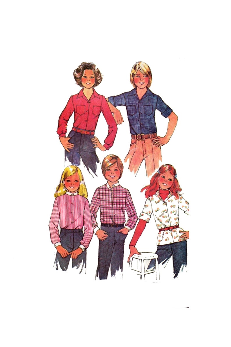 Vintage 1970s Mccall's 5150 Girls' or Boys' Set of Shirts Sewing ...