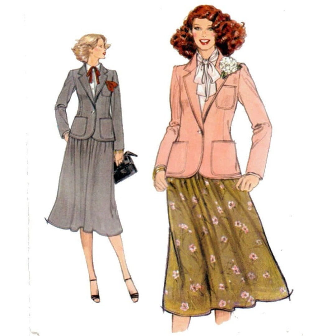 Vogue 7024 Vintage 1980s Womens' Jacket and Flared Skirt Sewing Pattern ...