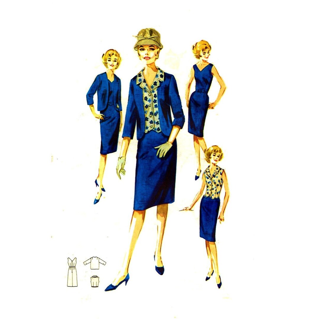 Butterick 2943 Mod Vintage 1960s Womens' V-neck Wiggle/sheath Dress ...