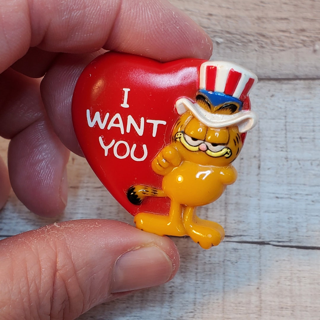 Vintage Garfield Valentine 1978 Pin Brooch W/uncle Sam Hat i Want You ...