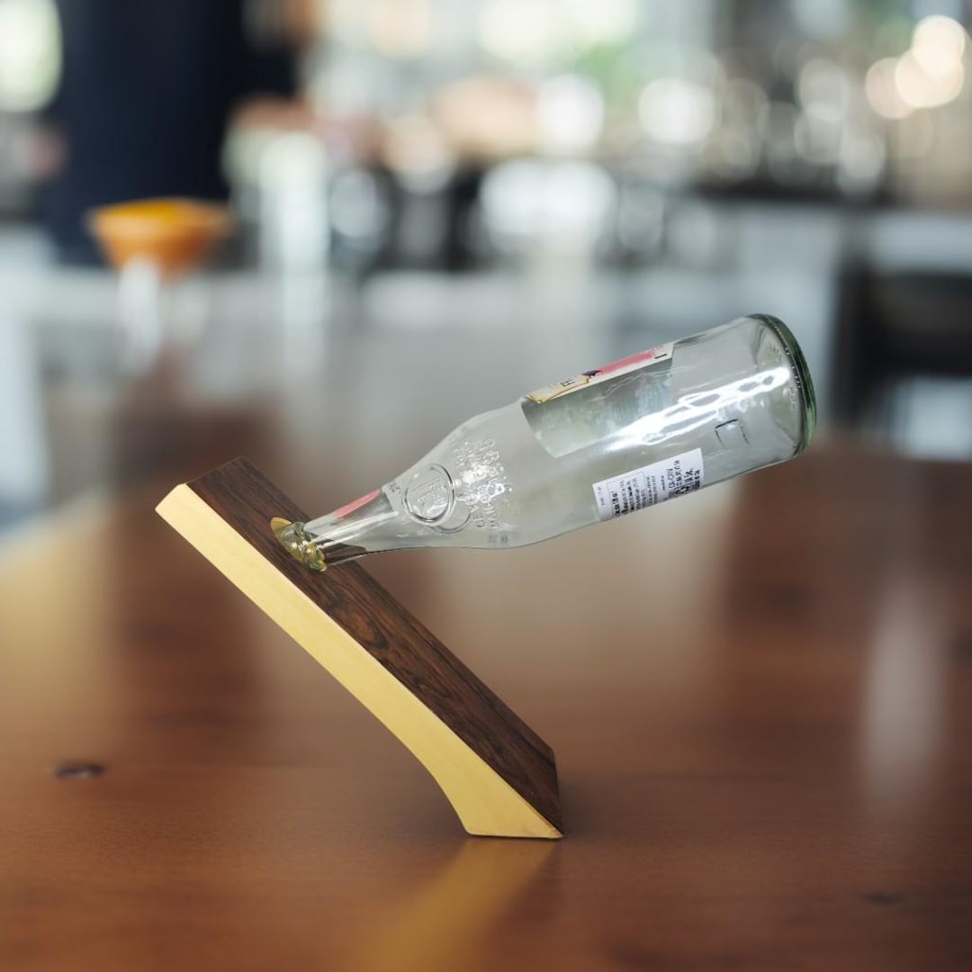 Floating Gravity Wine Bottle Balancer Holder Rack Handcrafted Solid ...