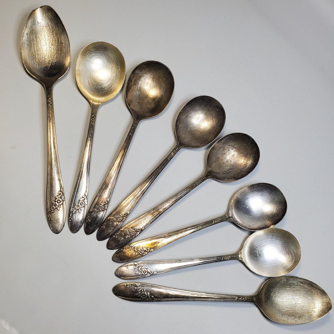 Vintage Tudor Plate Oneida Soup Spoon Set: Queen Bess II Stainless ...
