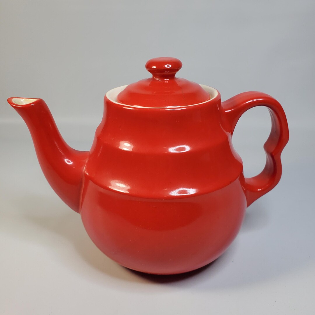 Vintage 60s Red Teapot Accent Farmhouse Cottage Mid-century Modern ...