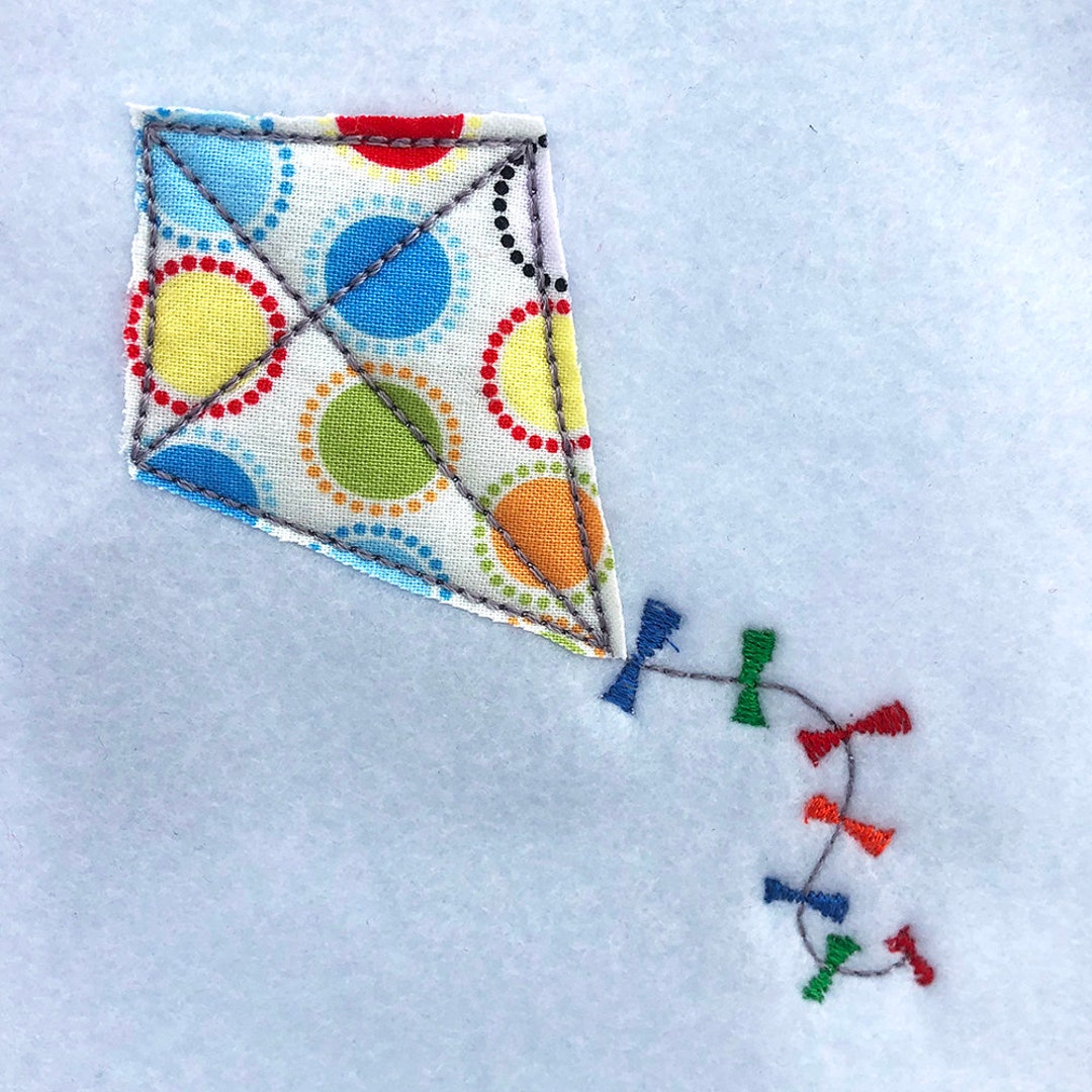 Kite Raw Edge DIGITAL Machine Embroidery Appliqué Design - a Sweet ...