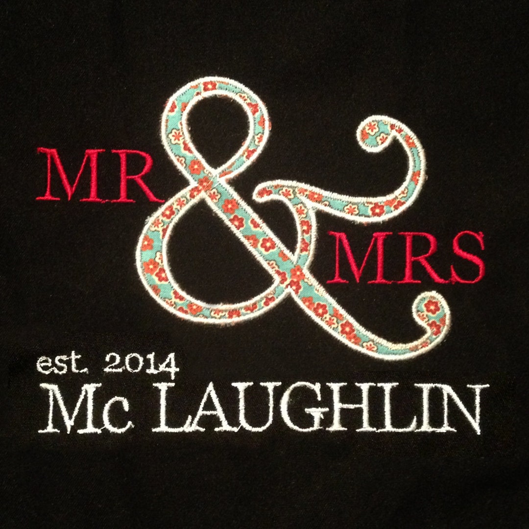 Mr and Mrs With Large and Sign Machine Applique Design and Embroidery ...
