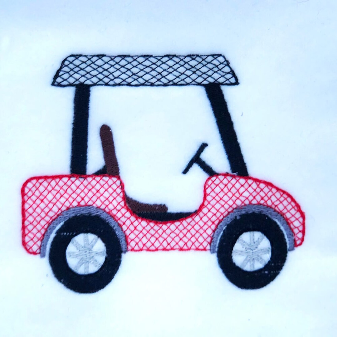 Golf Cart DIGITAL Machine Embroidery Design. Stitch This Cute Cart Out ...