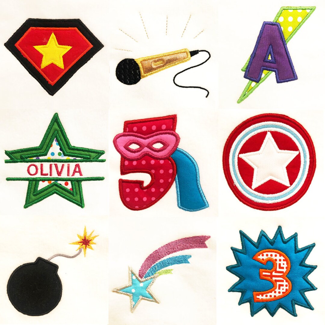 Fun Superhero DIGITAL Machine Embroidery Appliqué Design Set. 9 ...