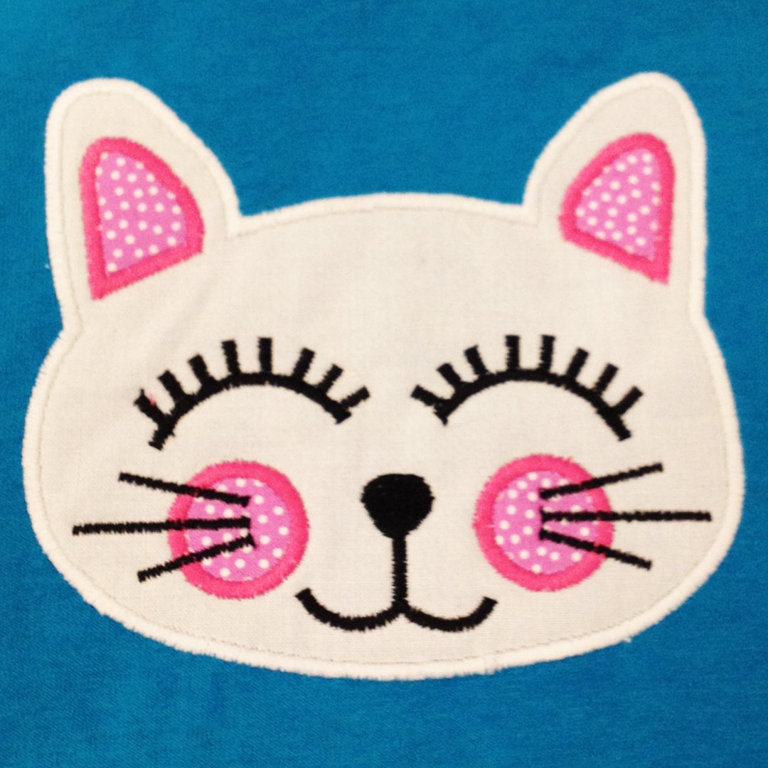 Cute Cat Face Machine Applique Design. Perfect Little Kitty for a ...