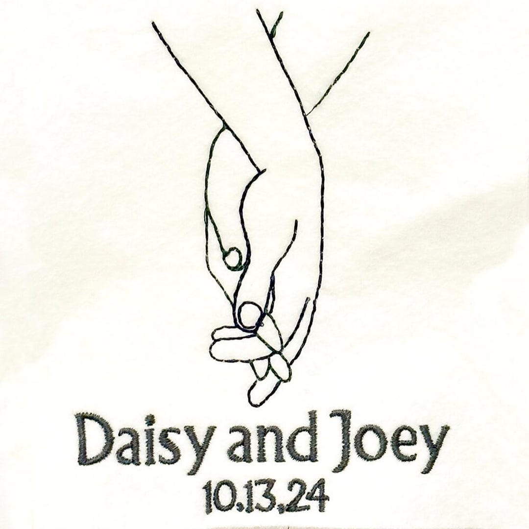 Interlocking Hands Sketch DIGITAL Machine Embroidery Design - a Lovely ...