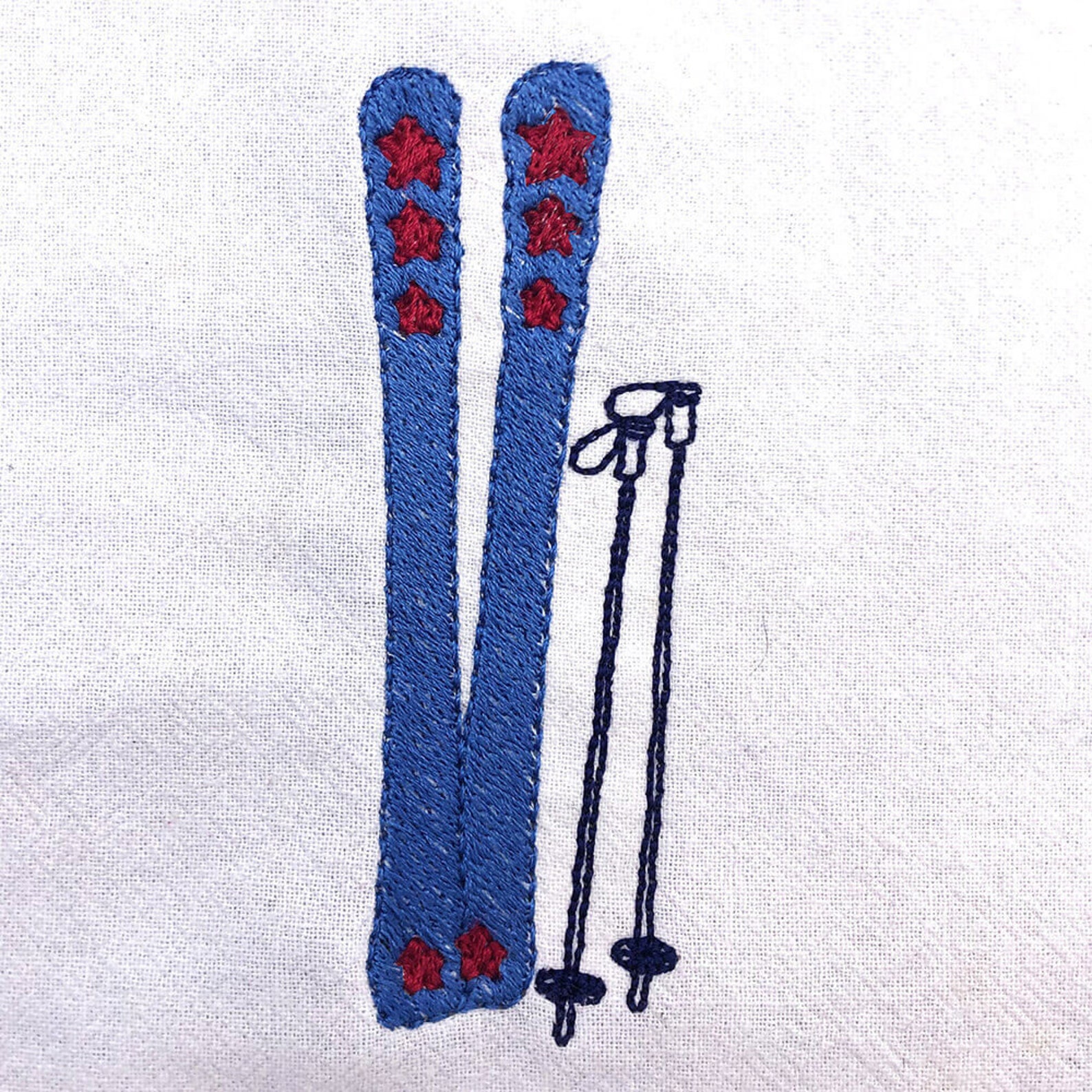 Retro Skis DIGITAL Machine Embroidery Design (in Two Different Styles ...