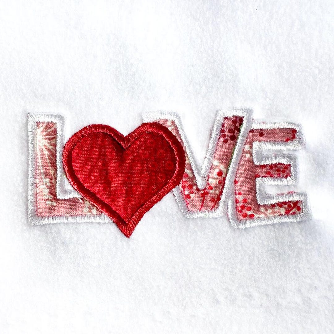 Simple Love With Heart DIGITAL Machine Embroidery Appliqué Design - a ...