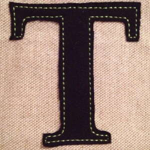 Applique Triple Stitch Letters in a Capitalized, Classic Serif Typeface ...