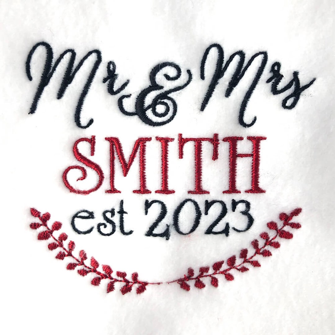 Mr and Mrs With Flower Border DIGITAL Machine Embroidery Design - Add a ...