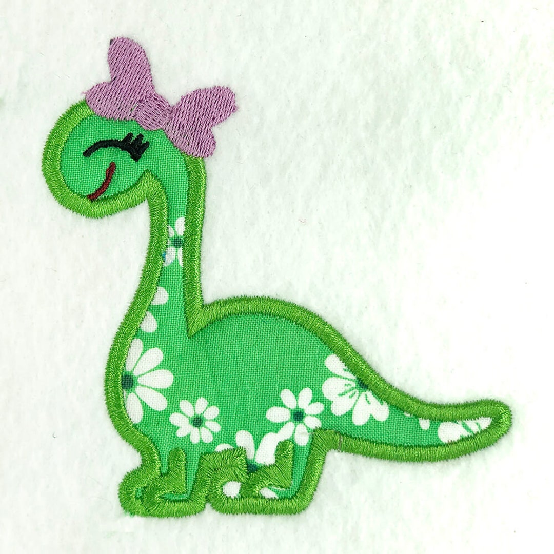 Dino With Bow DIGITAL Machine Embroidery Appliqué Design. A Cute Little ...