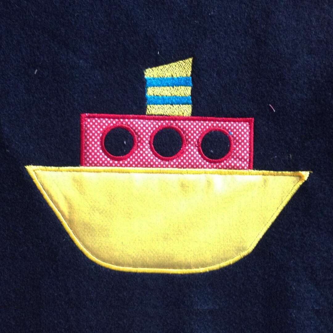 Tug Boat Machine Applique Design in Three Sizes Plus 2 Small, Filled ...