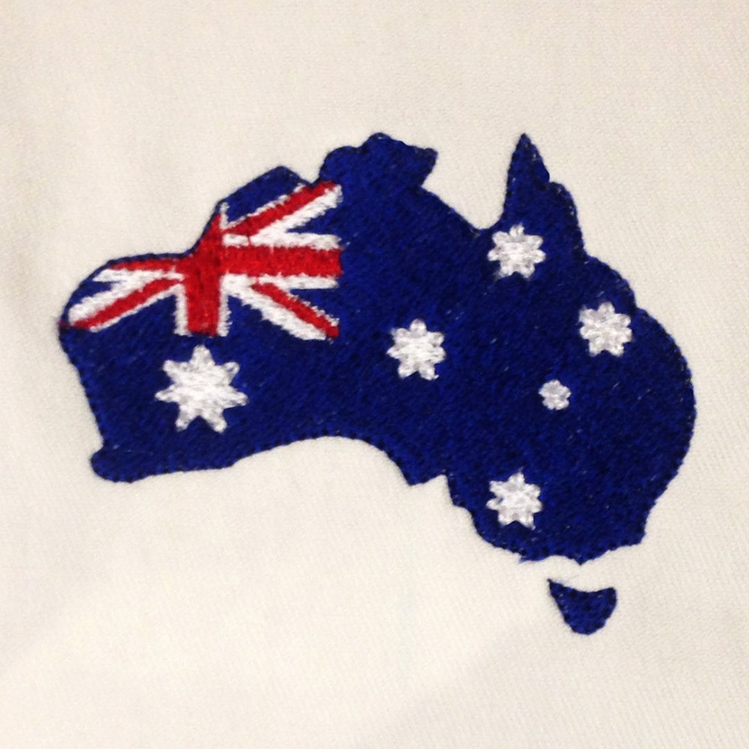 Australia Shape With Australian Flag Inside Filled Machine Embroidery ...