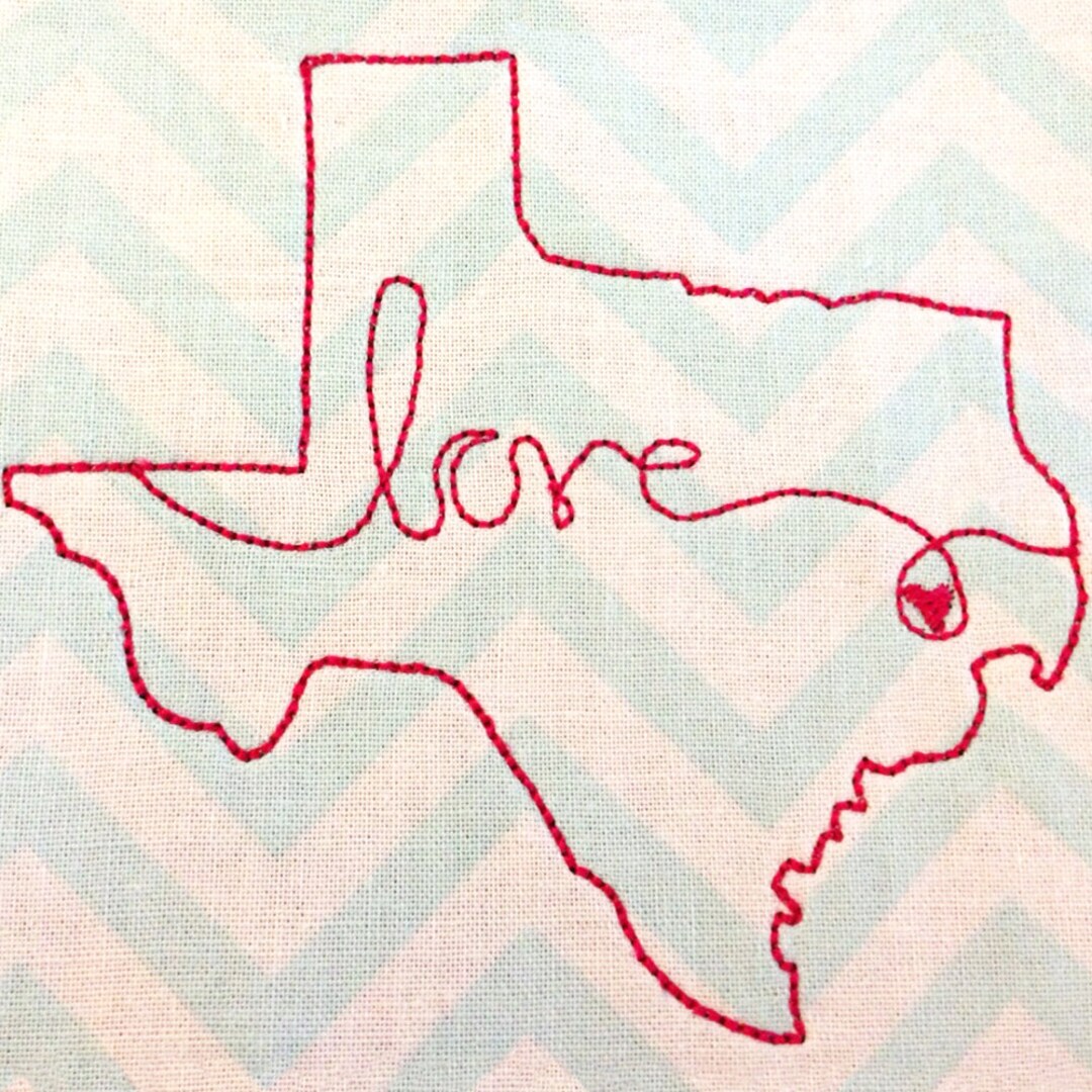 Texas Love Triple Stitch (designed for Raw Edge) Machine Applique ...