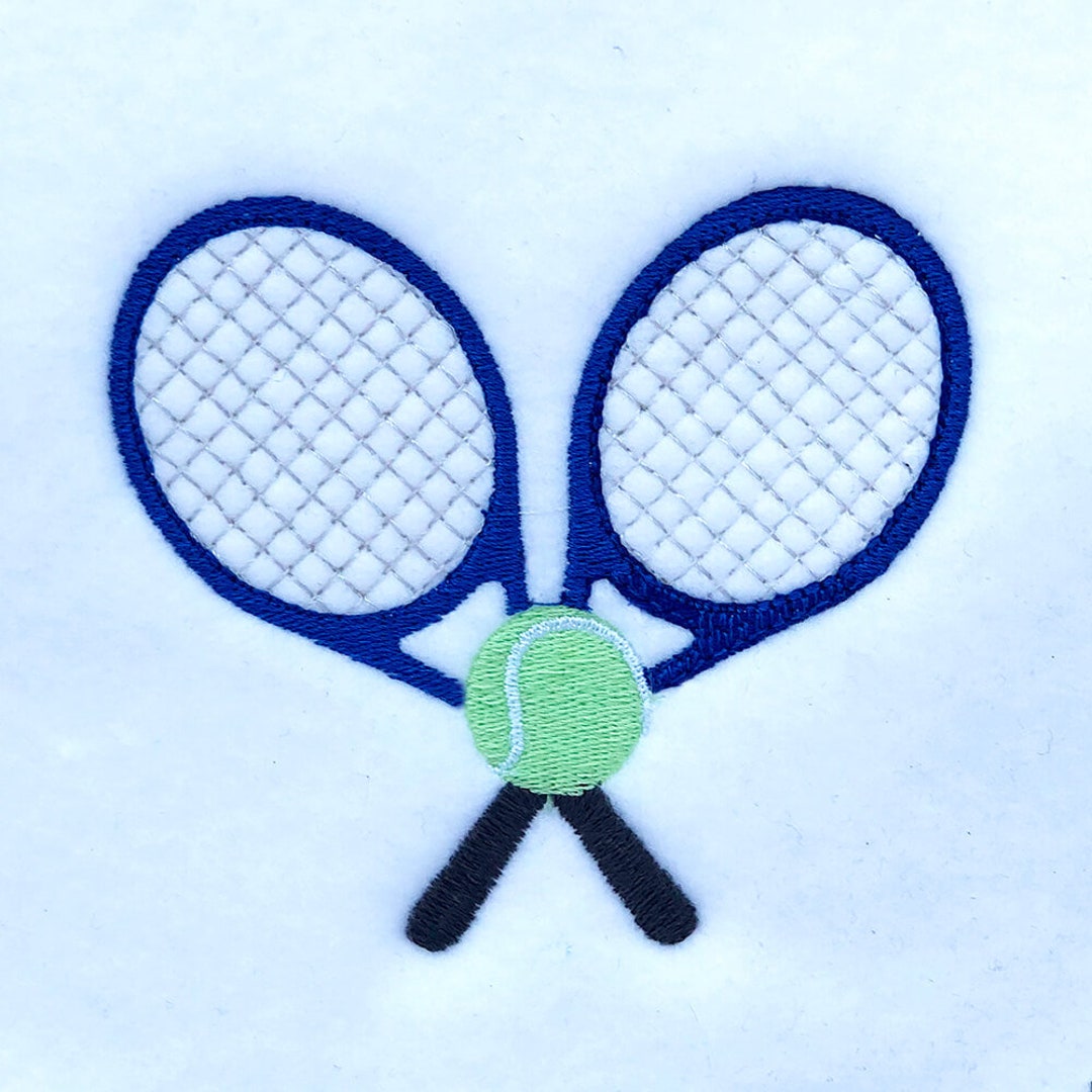Crossed Tennis Rackets With Ball DIGITAL Machine Embroidery Design ...