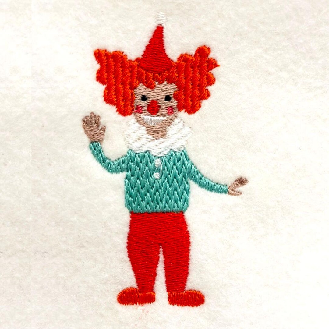 Circus Clown DIGITAL Machine Embroidery Design - Stitch Out This Little ...