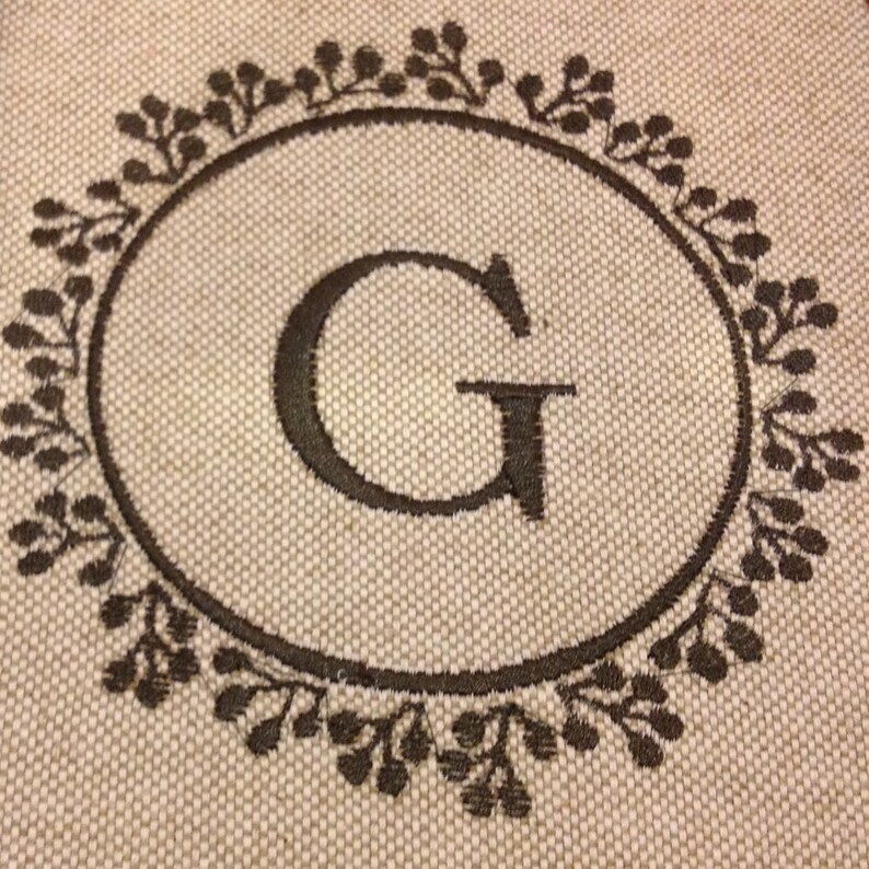 Single Initial Monogram Wreath With Decorative Branches. Lovely Wreath ...