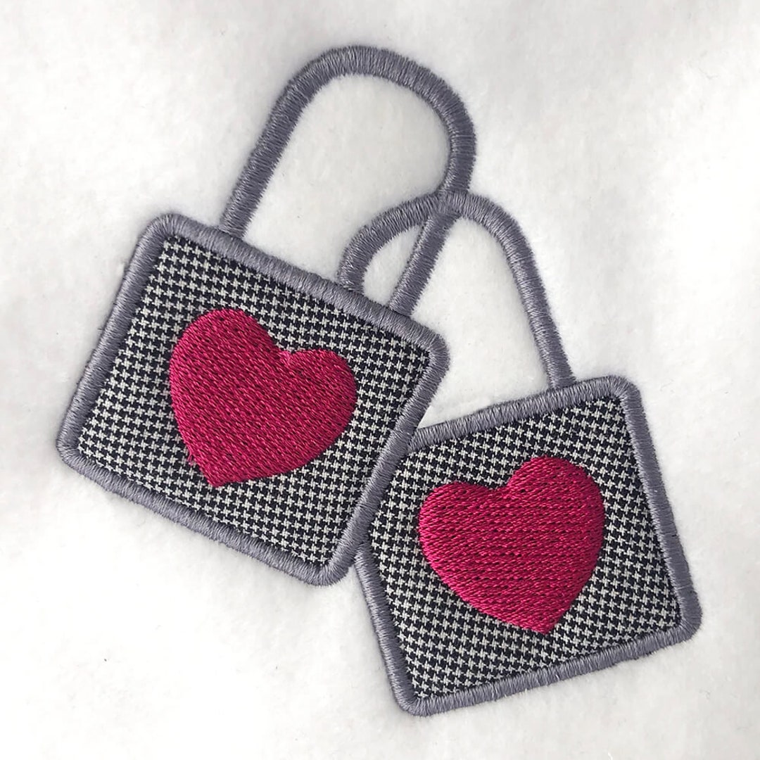 Interlocking Padlocks With Hearts DIGITAL Machine Embroidery Appliqué ...