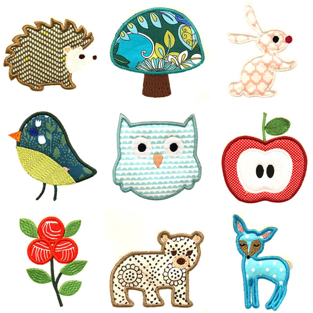 Woodland Creatures Digital Machine Embroidery Appliqué Design Set ...