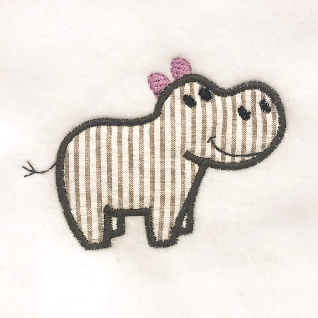 Sweet and Friendly Hippo DIGITAL Machine Embroidery Appliqué Design. A ...