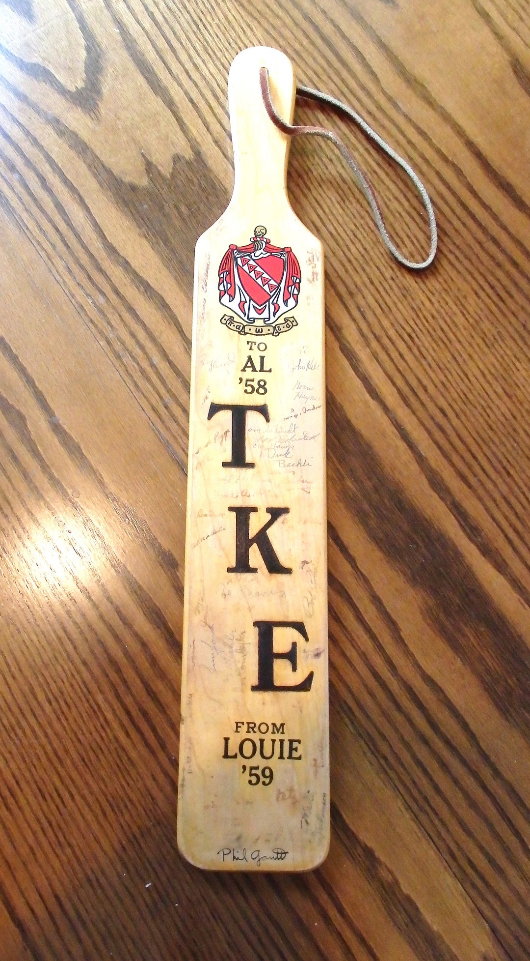 Vintage 1958-59 Purdue University Fraternity Paddle TKE Signed by ...