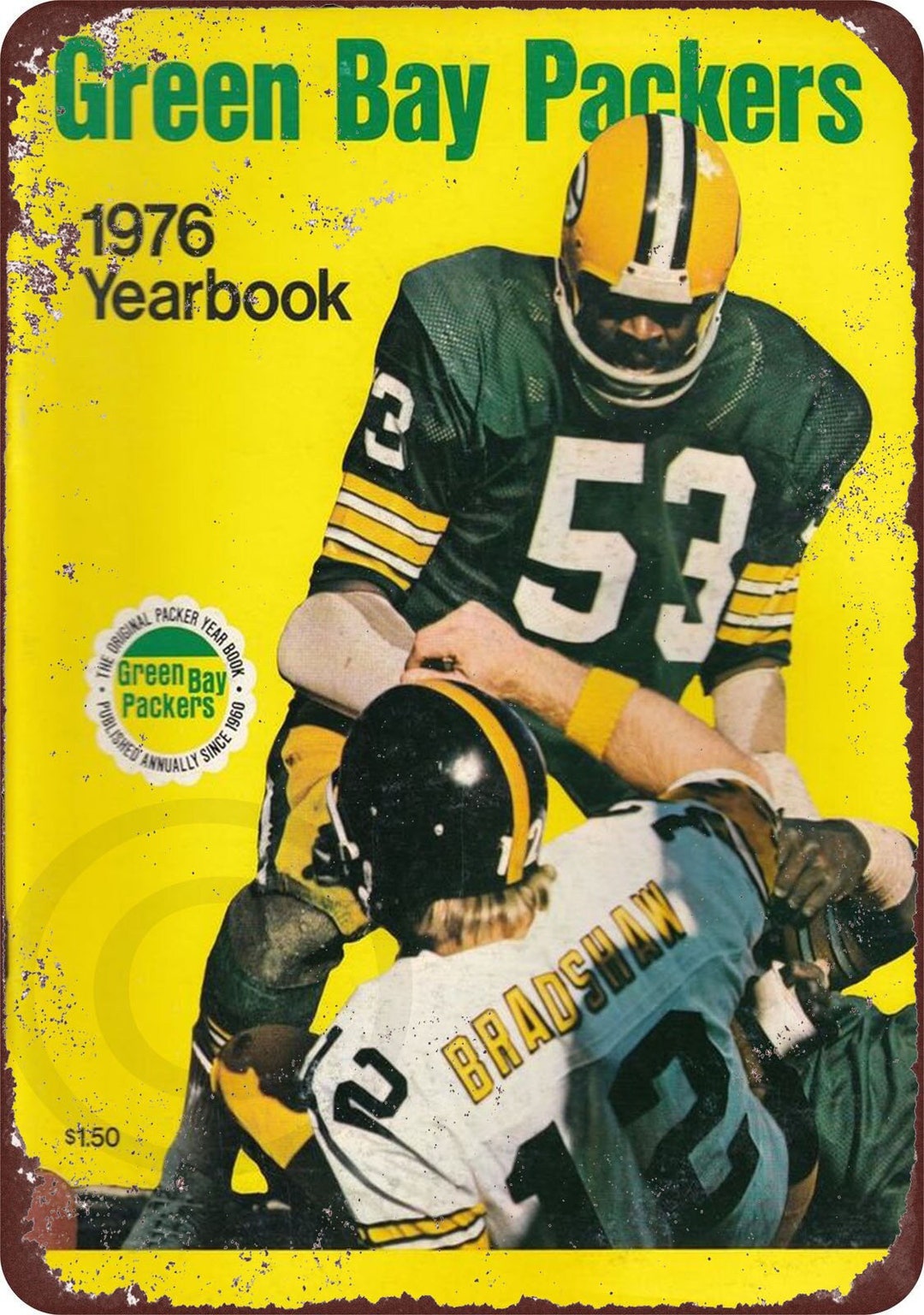 1976 Green Bay Packers Yearbook Program Vintage Reproduction Metal Sign ...