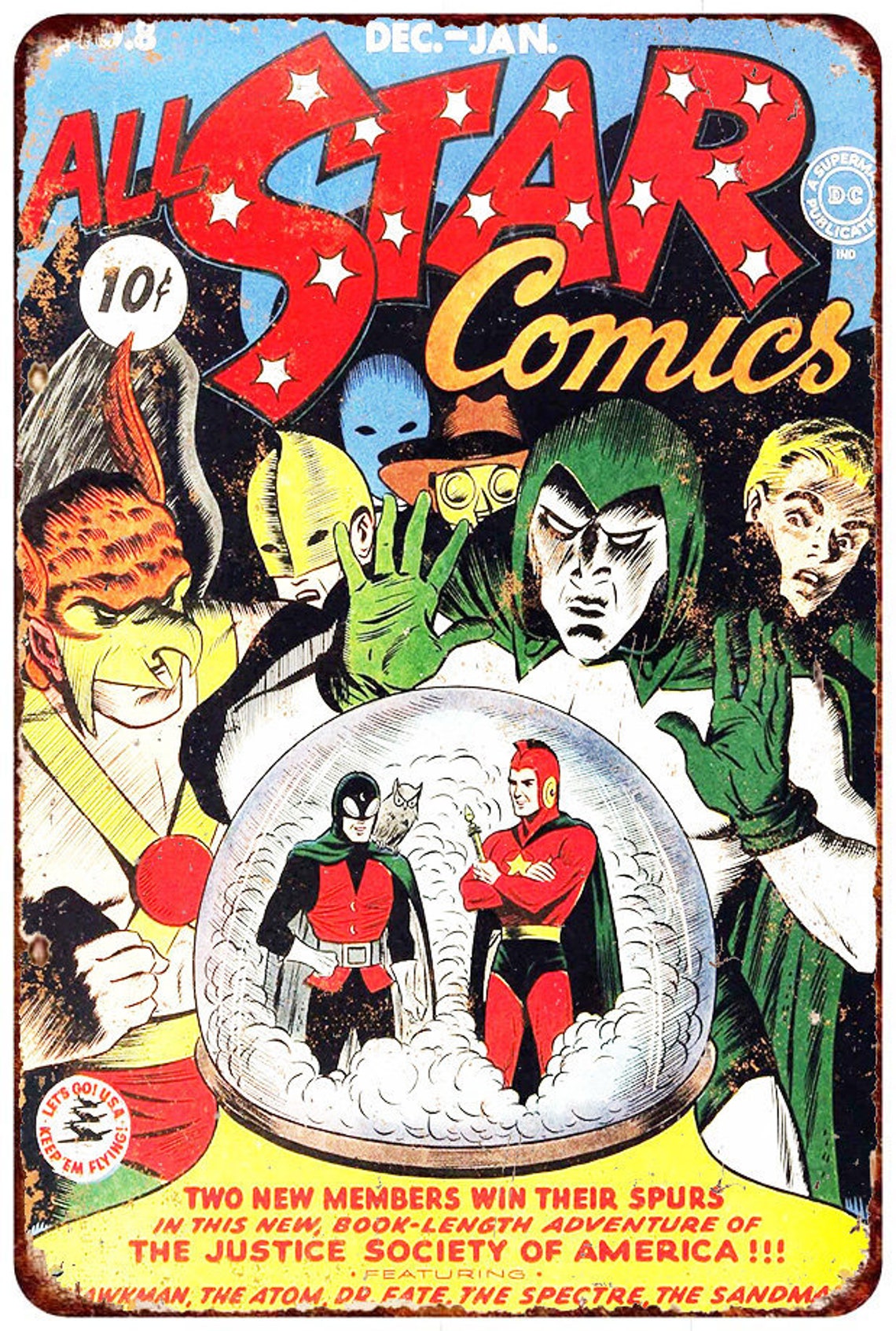 All Star Comics 8 Vintage Look Reproduction Metal Sign 8 X 12 - Etsy