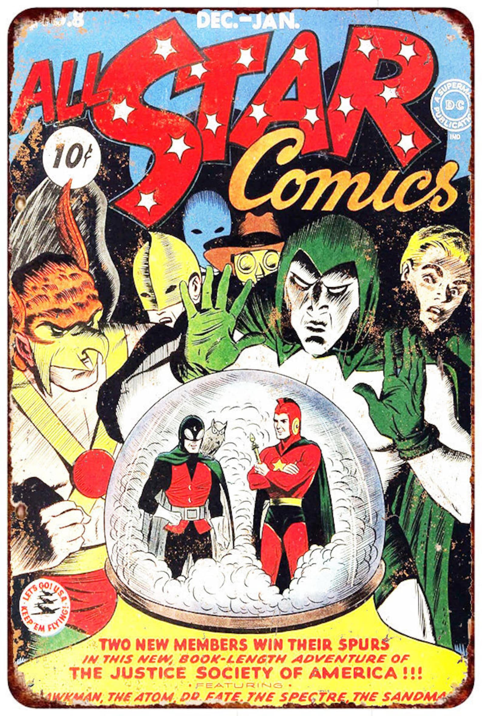 All Star Comics 8 Vintage Look Reproduction Metal Sign 8 X 12 - Etsy