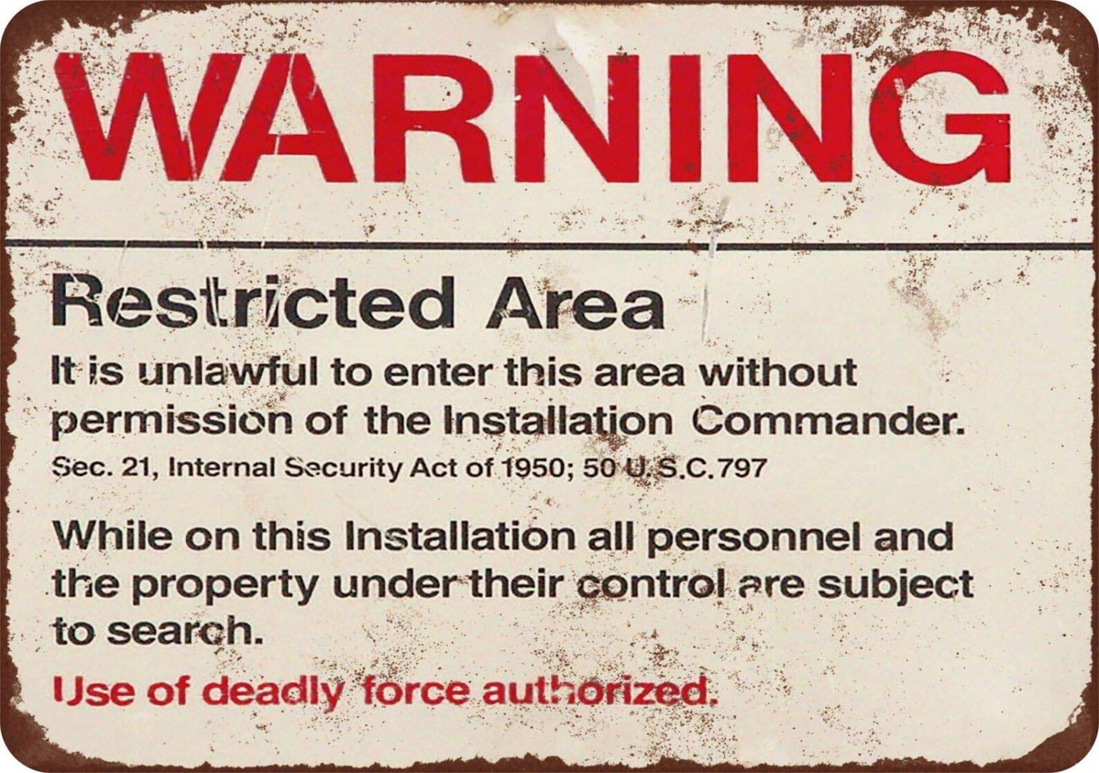 Aluminum Sign 8 X 12 Warning Restricted Military - Etsy