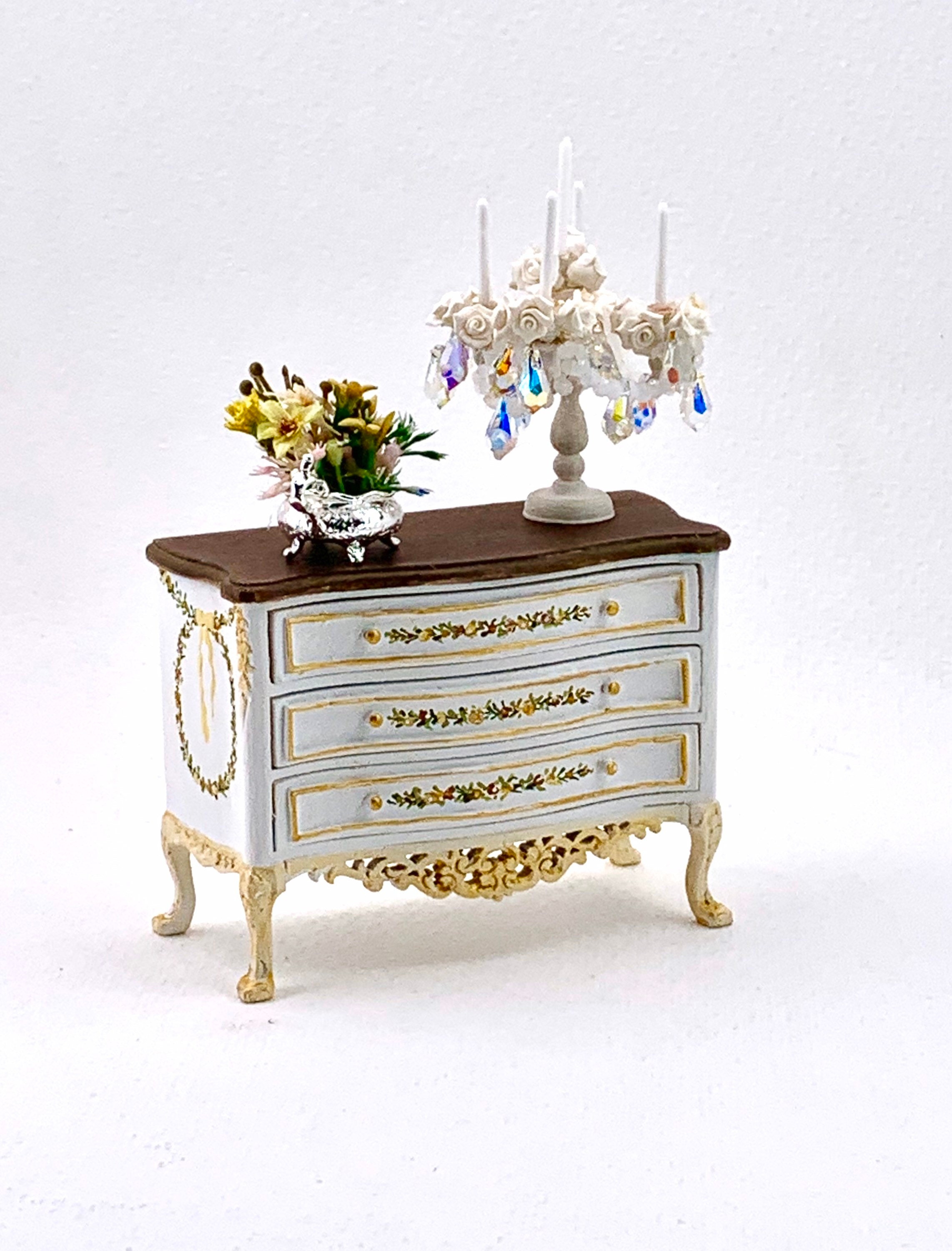 Chest of Drawers Hand Painted With Flowers in Ocher Tones With | Etsy