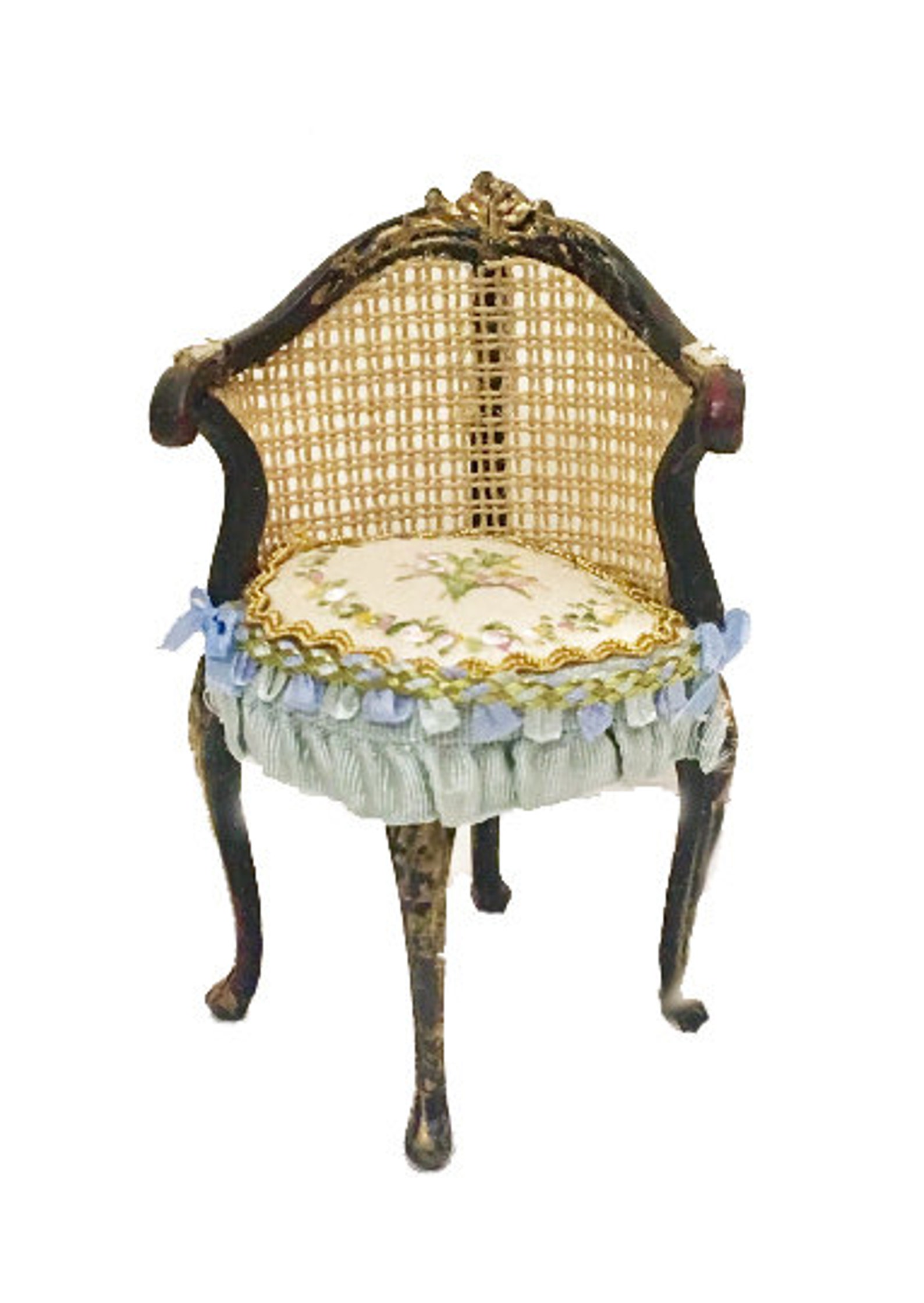 Mahogany wood raffia chair upholstered in hand-painted silk. | Etsy